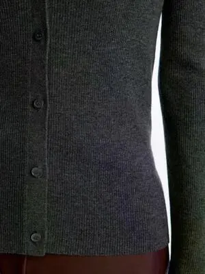 12 STOREEZ Ribbed V-neck Merino Wool Cardigan