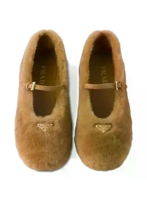 Prada Shearling Ballerina Flats
