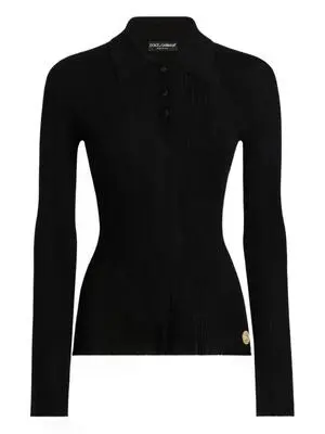 Dolce & Gabbana Ribbed Long-sleeve Polo Top
