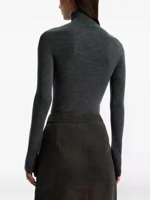 12 STOREEZ Ribbed Merino Wool Turtleneck Sweater - Grey