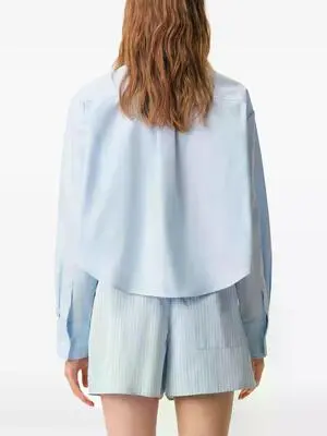 AMI Paris Cropped Embossed De Coeur Cotton Shirt