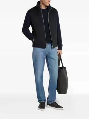 Zegna Paneled Zip-up Cardigan - Blue