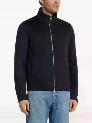 Zegna Paneled Zip-up Cardigan - Blue