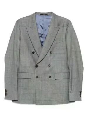 Paul Smith Checked Double-breasted Blazer - Grey