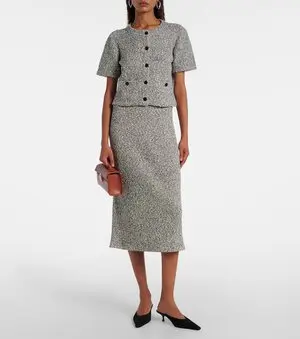 Tory Burch Tweed Pencil Skirt - Grey
