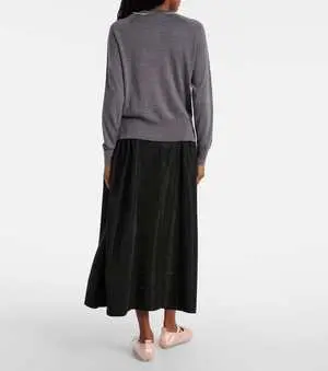 Simone Rocha Embellished Wool And Silk Cardigan - Grey