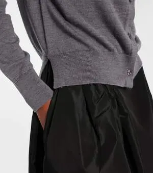 Simone Rocha Embellished Wool And Silk Cardigan - Grey