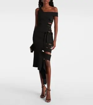 MUGLER Cut-out Midi Skirt - Black