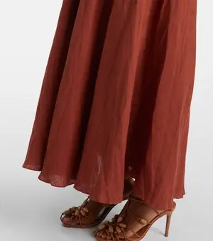 Johanna Ortiz Light And Sound Linen-blend Maxi Dress - Brown