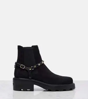 Valentino Garavani Rockstud 55 Suede Ankle Boots