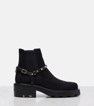 Valentino Garavani Rockstud 55 Suede Ankle Boots