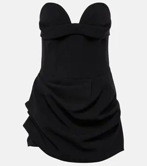 Magda Butrym Draped Wool-blend Bustier Dress - Black