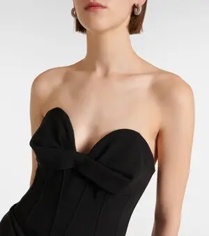 Magda Butrym Draped Wool-blend Bustier Dress - Black