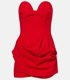 Magda Butrym Draped Wool-blend Bustier Dress - Red