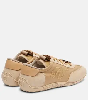 ROGER VIVIER Viv Low Leather-trimmed Satin Sneakers - Beige