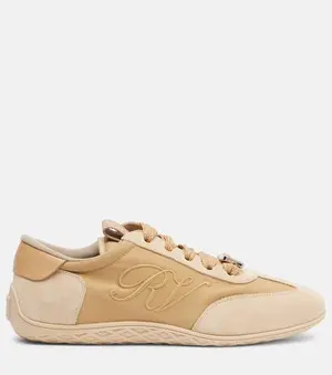 ROGER VIVIER Viv Low Leather-trimmed Satin Sneakers - Beige