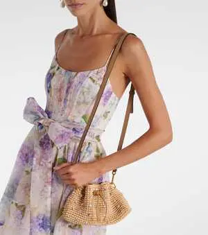 JIMMY CHOO Cinch Small Embellished Raffia Tote Bag