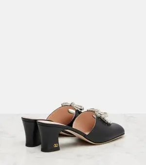 Valentino Garavani Adamantine 60 Embellished Leather Mules - Black