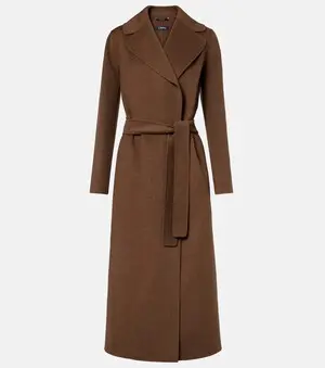 Max Mara S Max Mara Poldo Virgin Wool Wrap Coat Brown