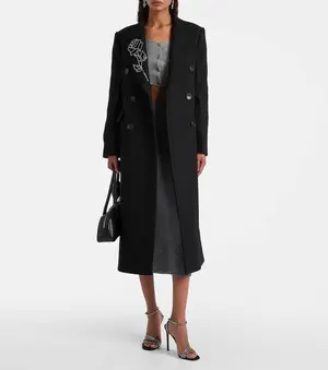 Blumarine Embellished Double-breasted Wool-blend Coat
