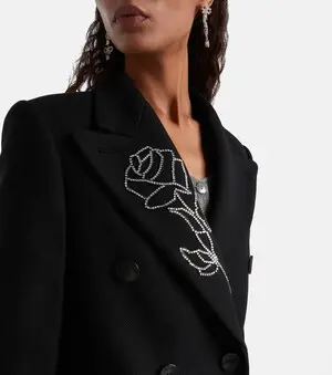 Blumarine Embellished Double-breasted Wool-blend Coat