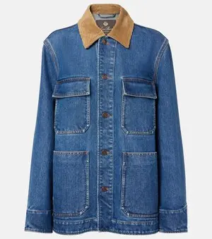 Loro Piana Corduroy-trimmed Denim Jacket - Blue