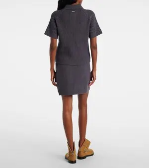 JW Anderson Cable Knit Polo Shirt In Ecru Wool-cotton Blend - Grey