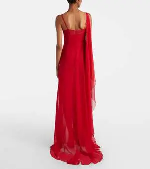 Blumarine Asymmetric Draped Silk Georgette Gown