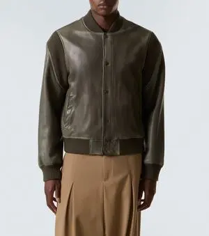 Loewe Leather Bomber Jacket - Green