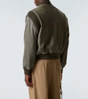 Loewe Leather Bomber Jacket - Green