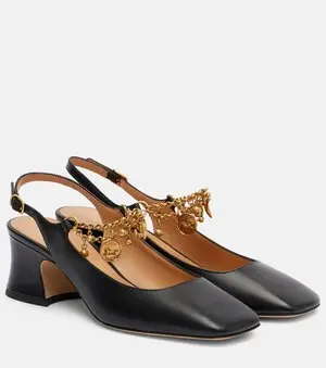 Chloé Charms 55 Leather Slingback Pumps - Black
