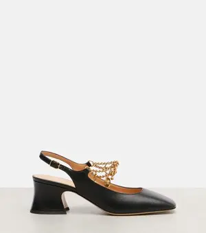 Chloé Charms 55 Leather Slingback Pumps - Black