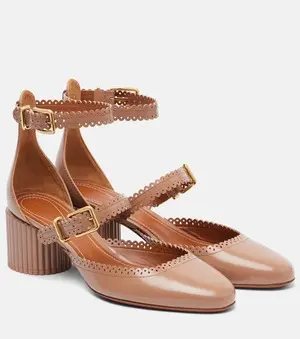 Zimmermann Eddie 55 Leather Mary Jane Pumps - Beige