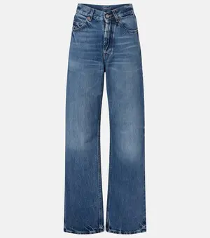 Saint Laurent V-waist Wide-leg Jeans - Blue