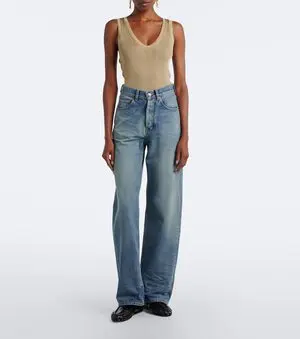 Saint Laurent V-waist Wide-leg Jeans - Blue