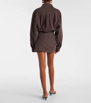 Magda Butrym Floral-appliqué Denim Miniskirt - Brown