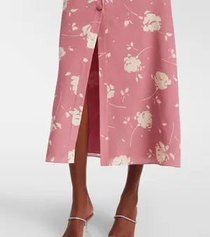 Alessandra Rich Floral Ruffled Silk Midi Dress