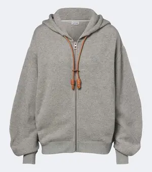 Loewe Flamenco Cotton And Cashmere Zip-up Hoodie - Grey