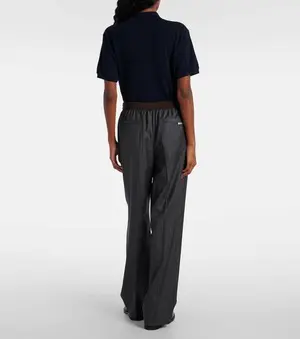 Miu Miu Pinstripe Virgin Wool Wide-leg Pants