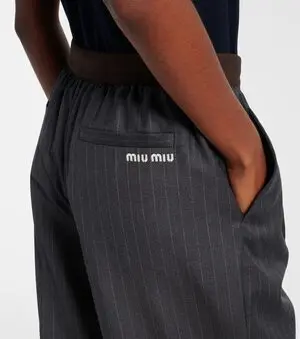 Miu Miu Pinstripe Virgin Wool Wide-leg Pants