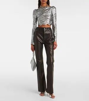 Rabanne Leather Flared Pants