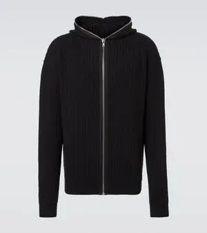 Rick Owens Ribbed Virgin Wool Zip-up Sweater