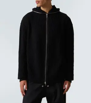 Rick Owens Ribbed Virgin Wool Zip-up Sweater