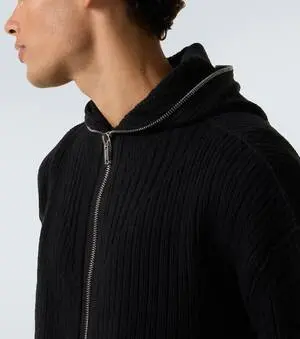 Rick Owens Ribbed Virgin Wool Zip-up Sweater