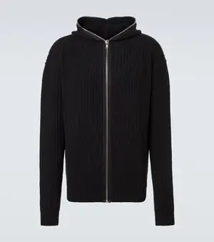 Rick Owens Ribbed Virgin Wool Zip-up Sweater