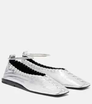 Jil Sander Silver Tone Flats For Women