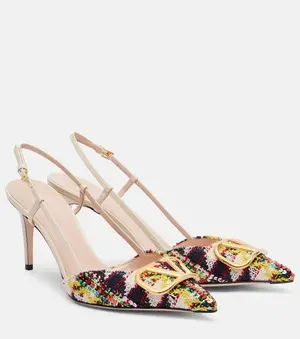 Valentino Garavani Vlogo 80 Tweed Slingback Pumps - Multicoloured
