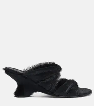 Dries Van Noten Calf Hair Wedge Sandals