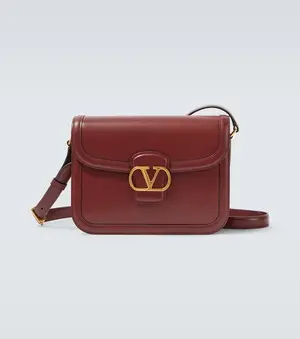 Valentino Garavani 9to5 Vlogo Leather Shoulder Bag - Burgundy