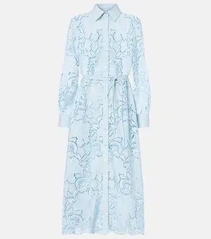 Erdem Laser-cut Cotton Shirt Dress